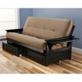 Phoenix Full Size Wood Futon Sofa Bed with Storage in Black Finish ...