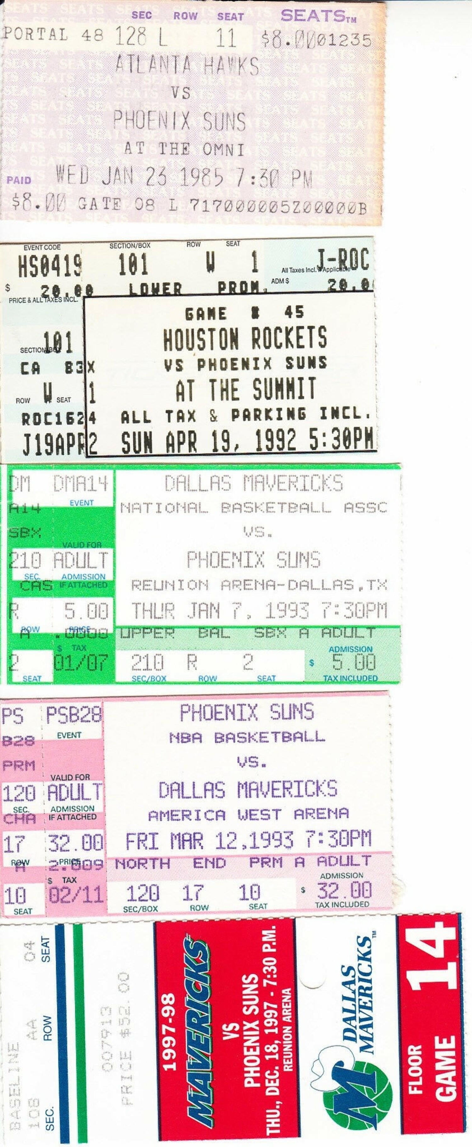Phoenix Suns lot of 5 vintage ticket stubs (Charles Barkley) - Walmart.com