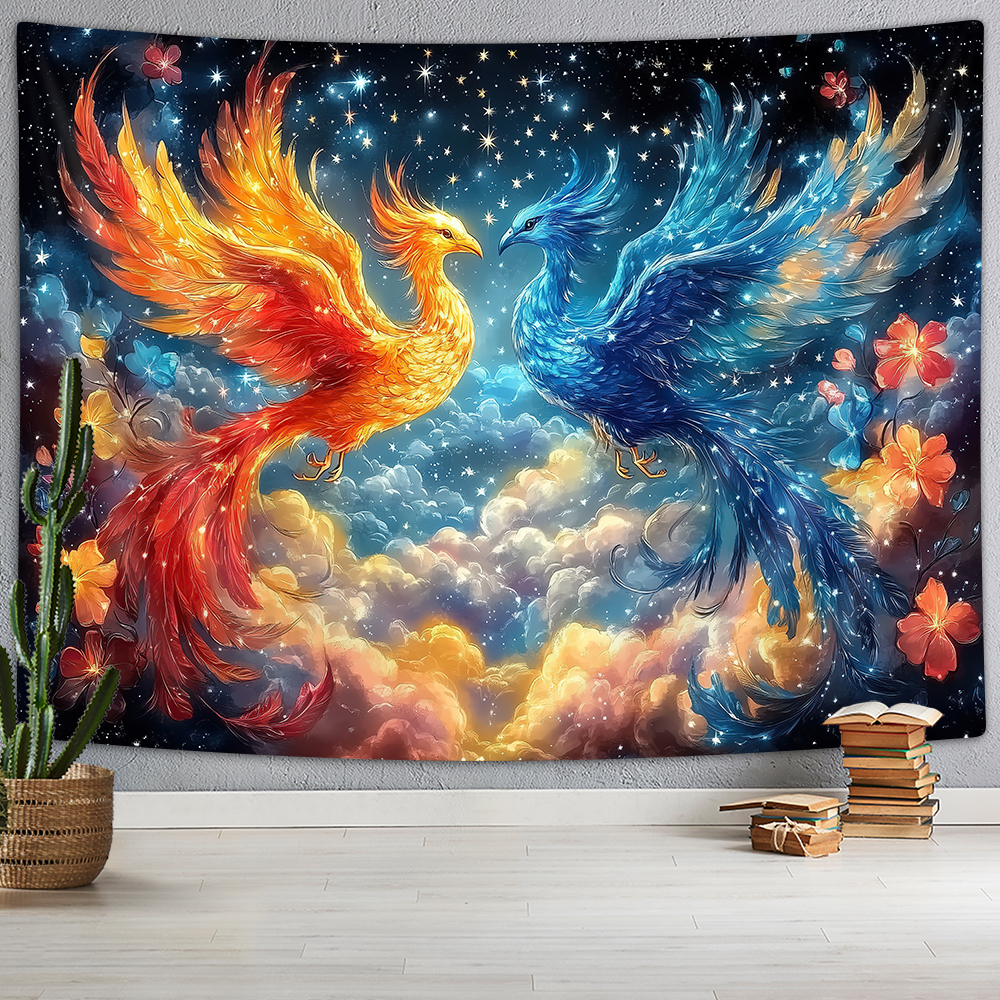 Phoenix Tapestry, Fantasy Phoenix Bird Tapestries For Men, Mystic Anime ...