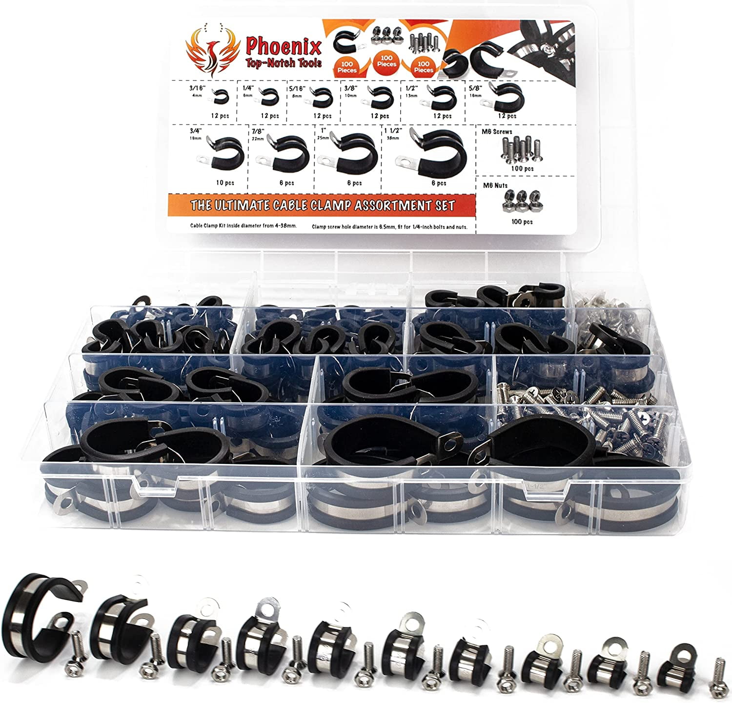 Phoenix Top-Notch Tools 100pcs Black Assortment Kit Rubber Insulated ...