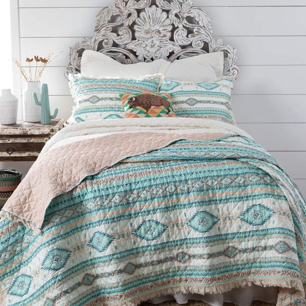 Phoenix Turquoise Ruffle King 3-Piece Quilt Set - Walmart.com