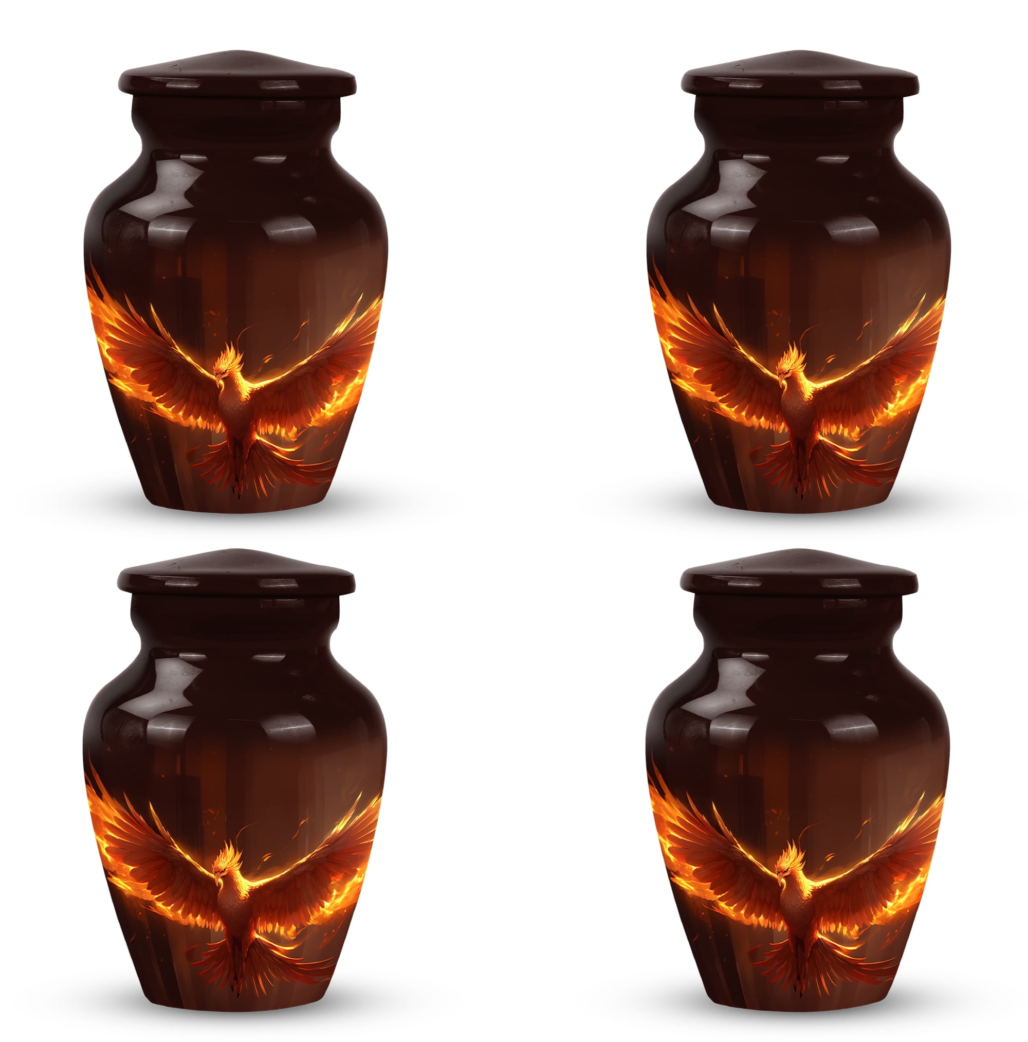 Phoenix Wings In Yellow Fire Urn For Ashes Mom & Dad - Mini Cremation ...