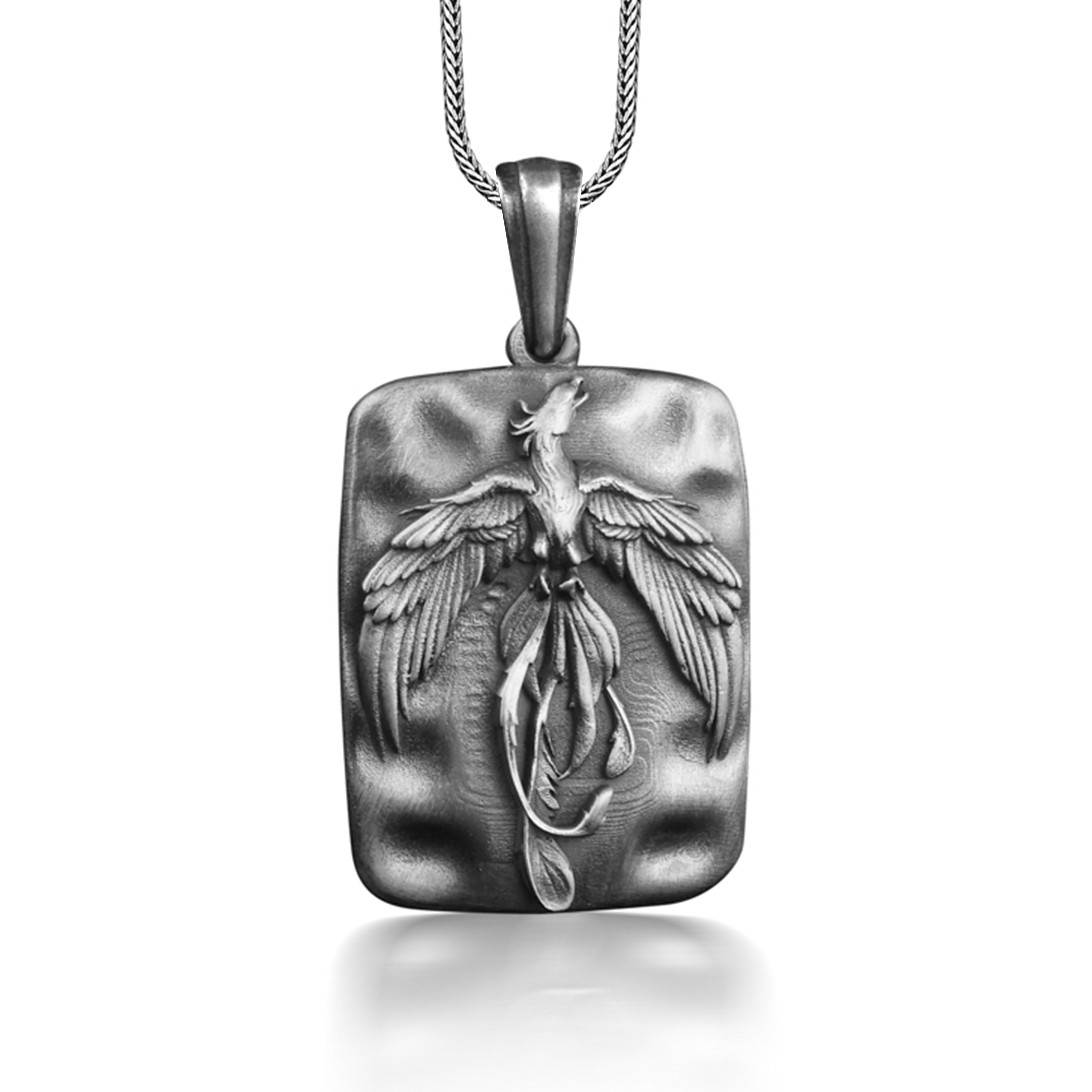 Phoenix firebird sterling silver necklace for men, Unique everyday ...