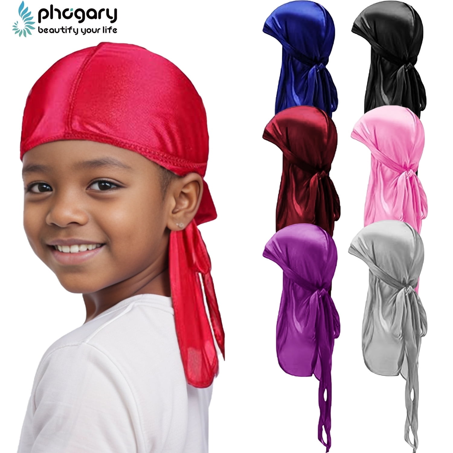 Phogary 6 Pack Outdoor Silky Durag for Men Durags Hats for Boys Silky ...