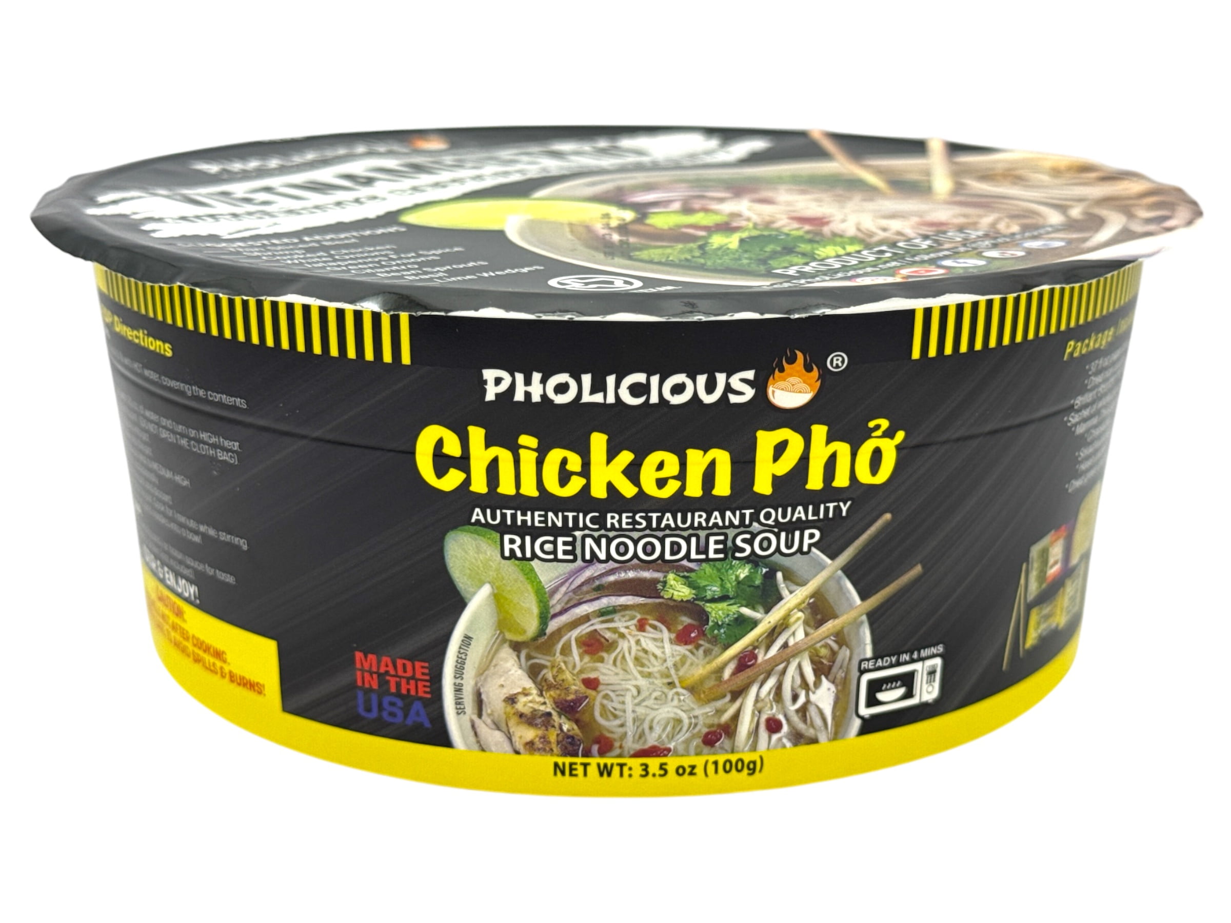 Pholicious Instant Chicken Pho, Vietnamese Rice Noodle Soup, Single ...