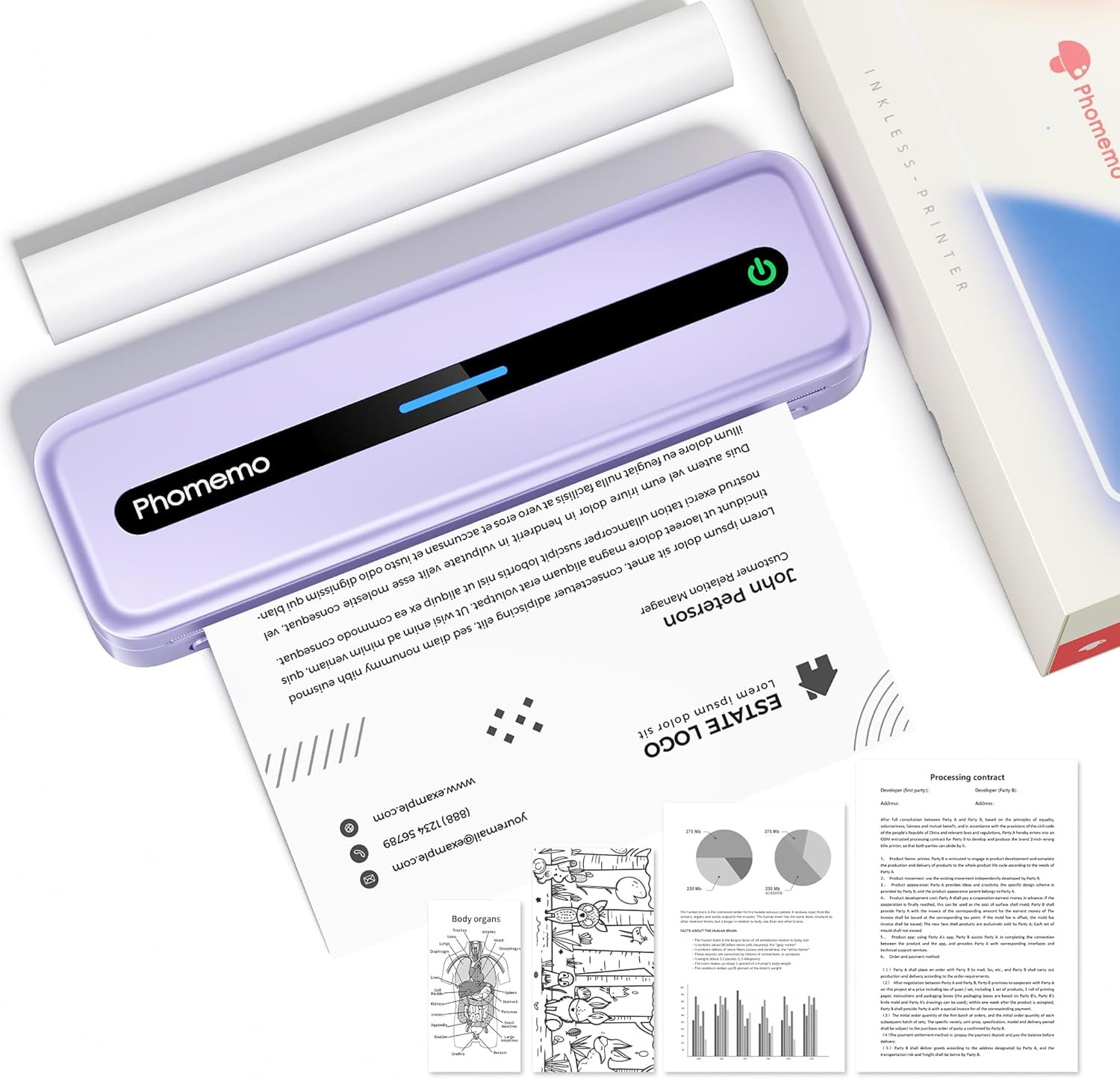 Phomemo ACPO832PL Purple Thermal Printer 8.5''X 11'' Letter - Walmart.com
