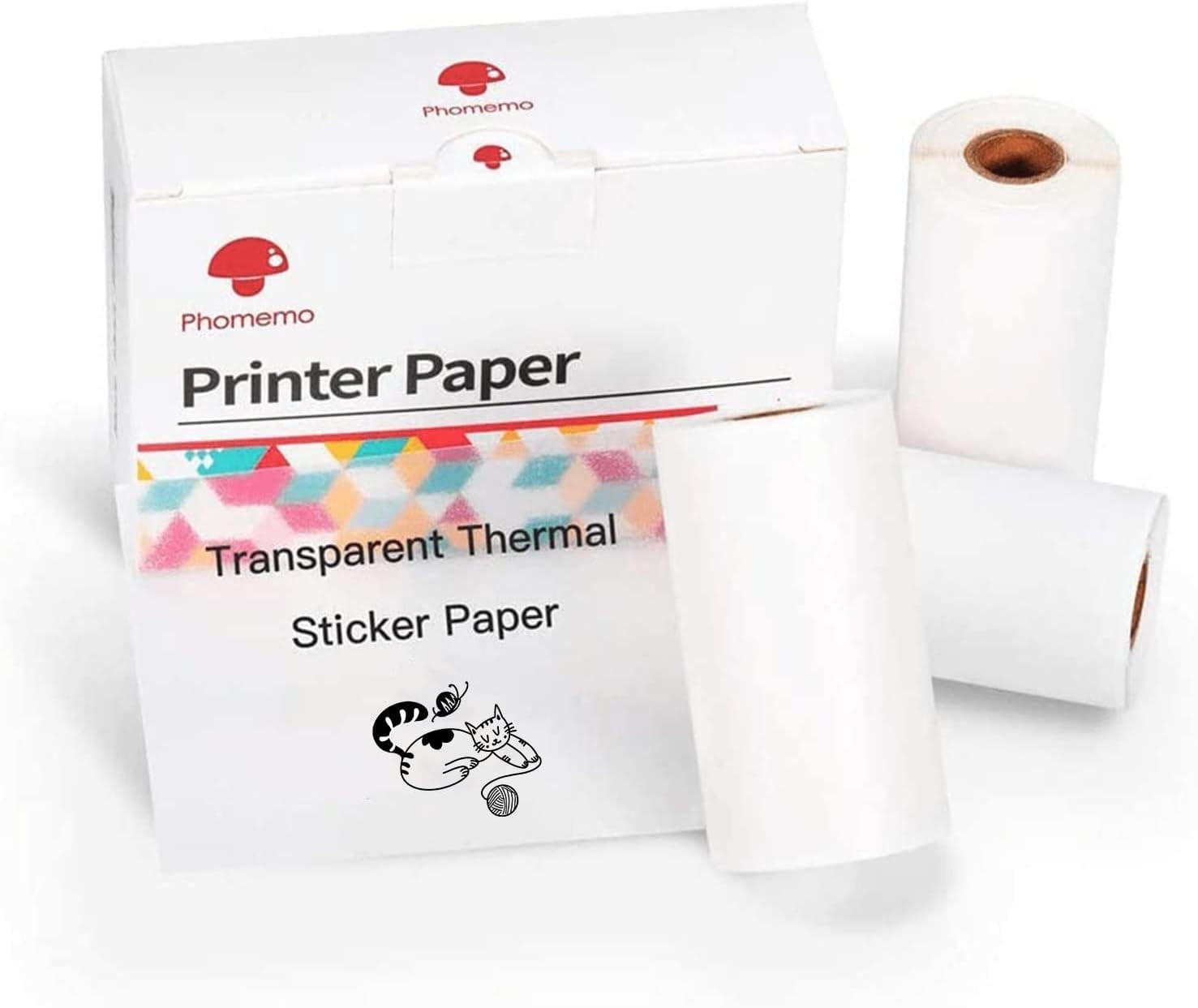 Phomemo Adhesive Transparent Thermal Labels, Black on Clear Sticker Paper, Compatible for ...
