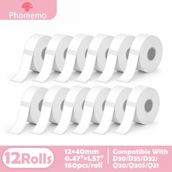 Phomemo D30 Label Tape, Black on White Print Premium Labels Refill Name ...