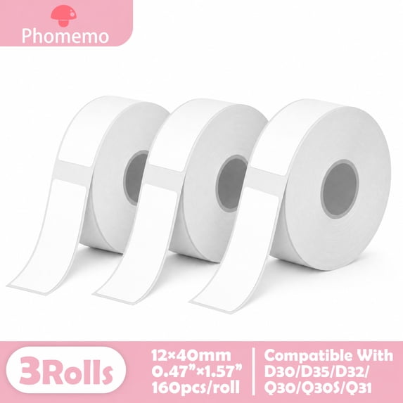 Phomemo D30 Label Tape, Black on White Print Premium Labels Refill Name ...