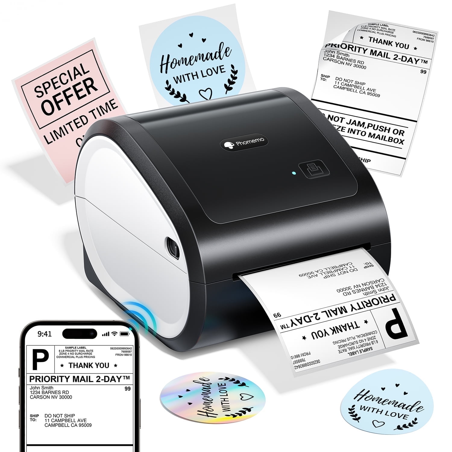Phomemo D520 Bluetooth Shipping Label Printer Thermal Printer 4x6 Label ...