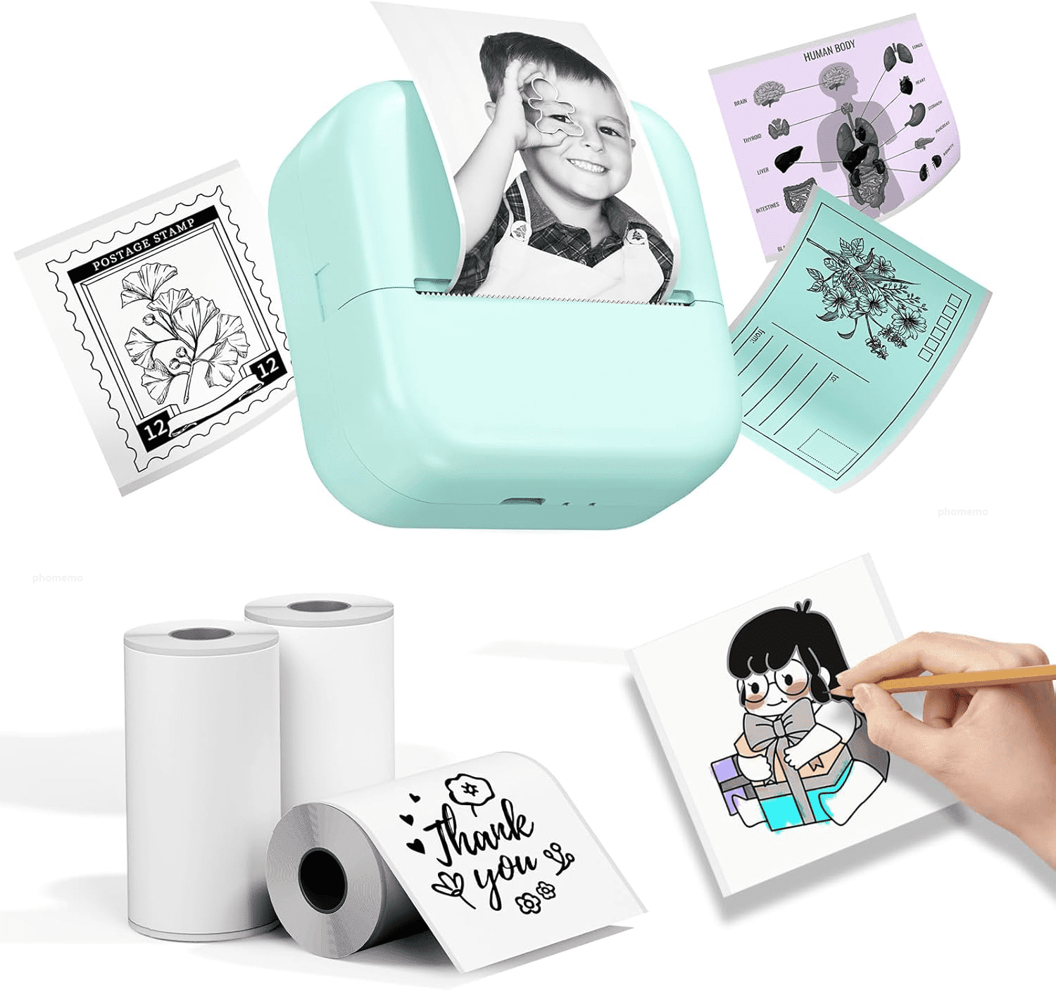 Phomemo Mini Printer, Mini Printer Sticker Maker, Portable Sticker ...