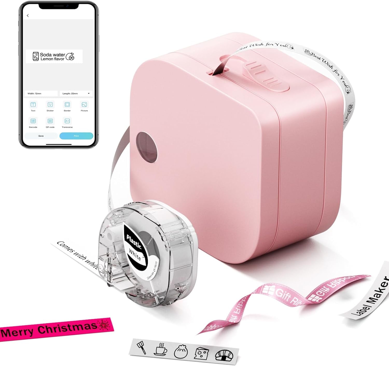 P12 Portable Bluetooth Label Maker Machine with Tape Handheld Built-in ...