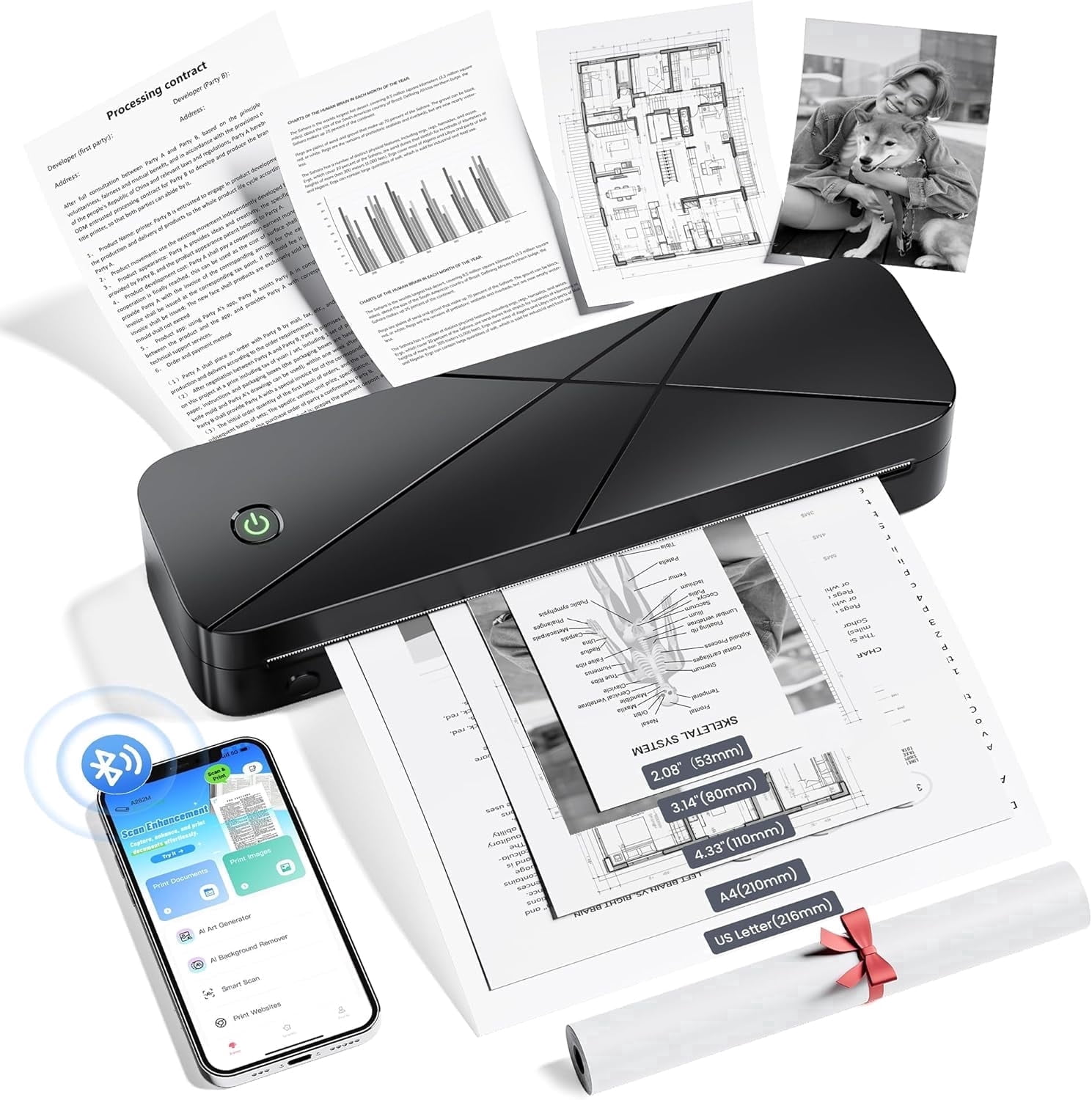 Phomemo Portable Printers Wireless, A282M Bluetooth Thermal Printer ...