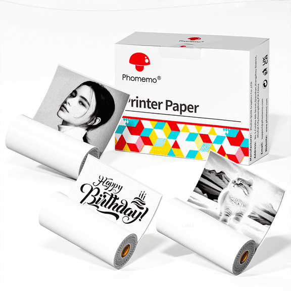 5 Pack Colorful Thermal Label Paper Rolls - 40mm Long White Labels, 200 ...