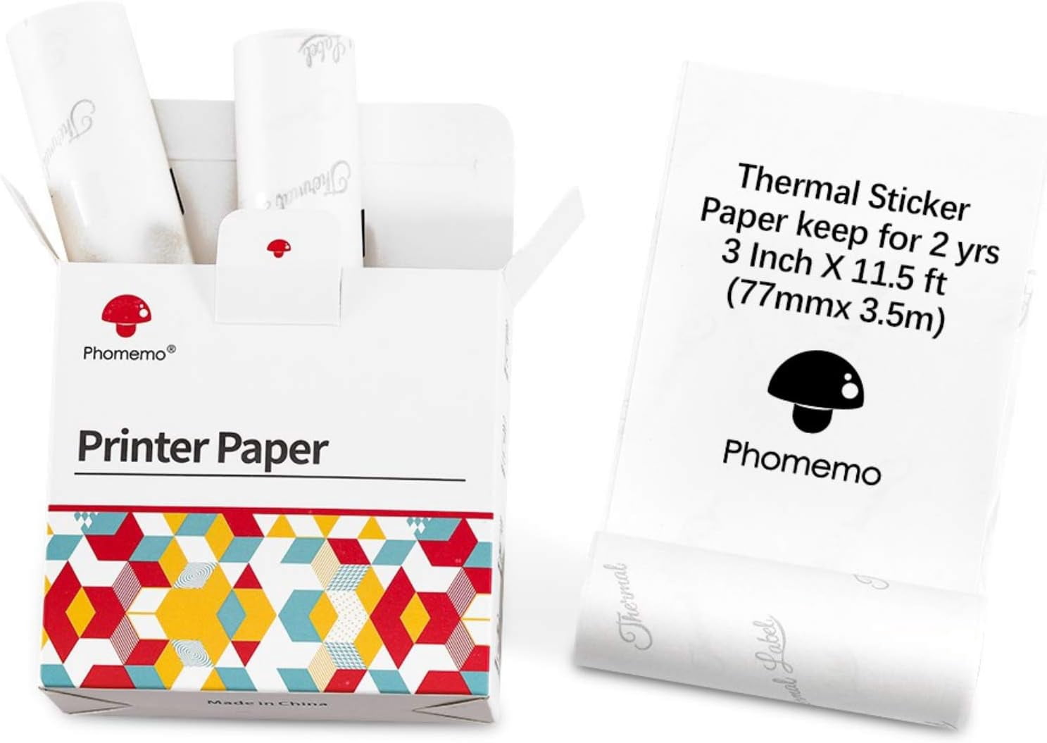 Phomemo Sticker Printer Paper Roll - White Thermal Paper 77mm x 3500mm ...