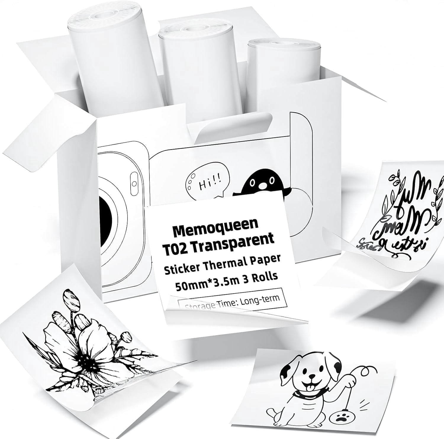 Phomemo T02 Transparent Adhesive Thermal Paper, Sticker Paper Printer ...