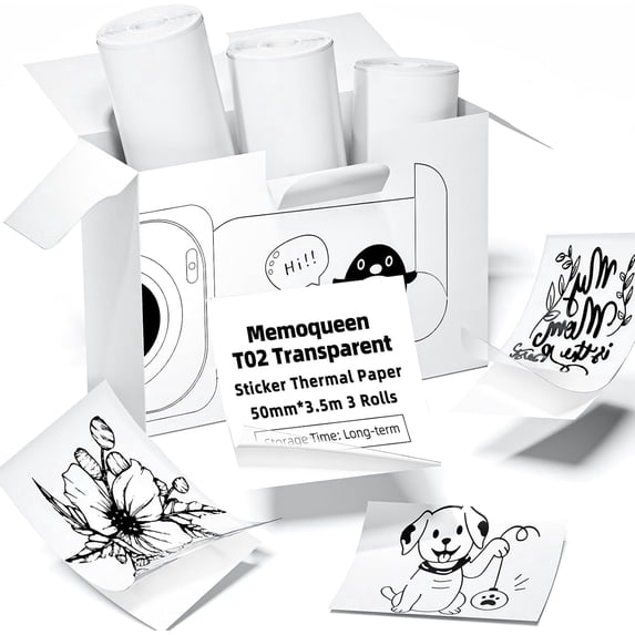 Phomemo T02 Transparent Adhesive Thermal Paper, Sticker Paper Printer ...