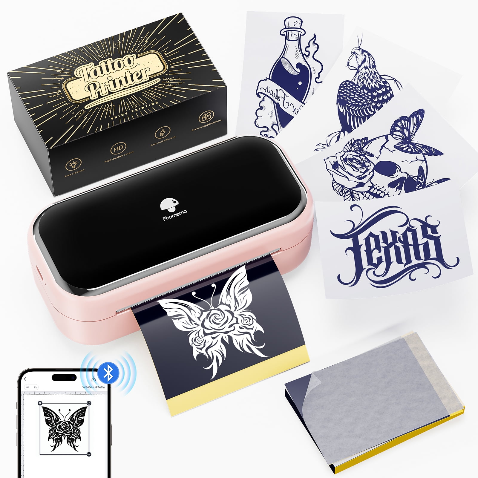 Phomemo Tattoo Stencil Printer, TP31 Mini Tattoo Printer with 30pcs ...