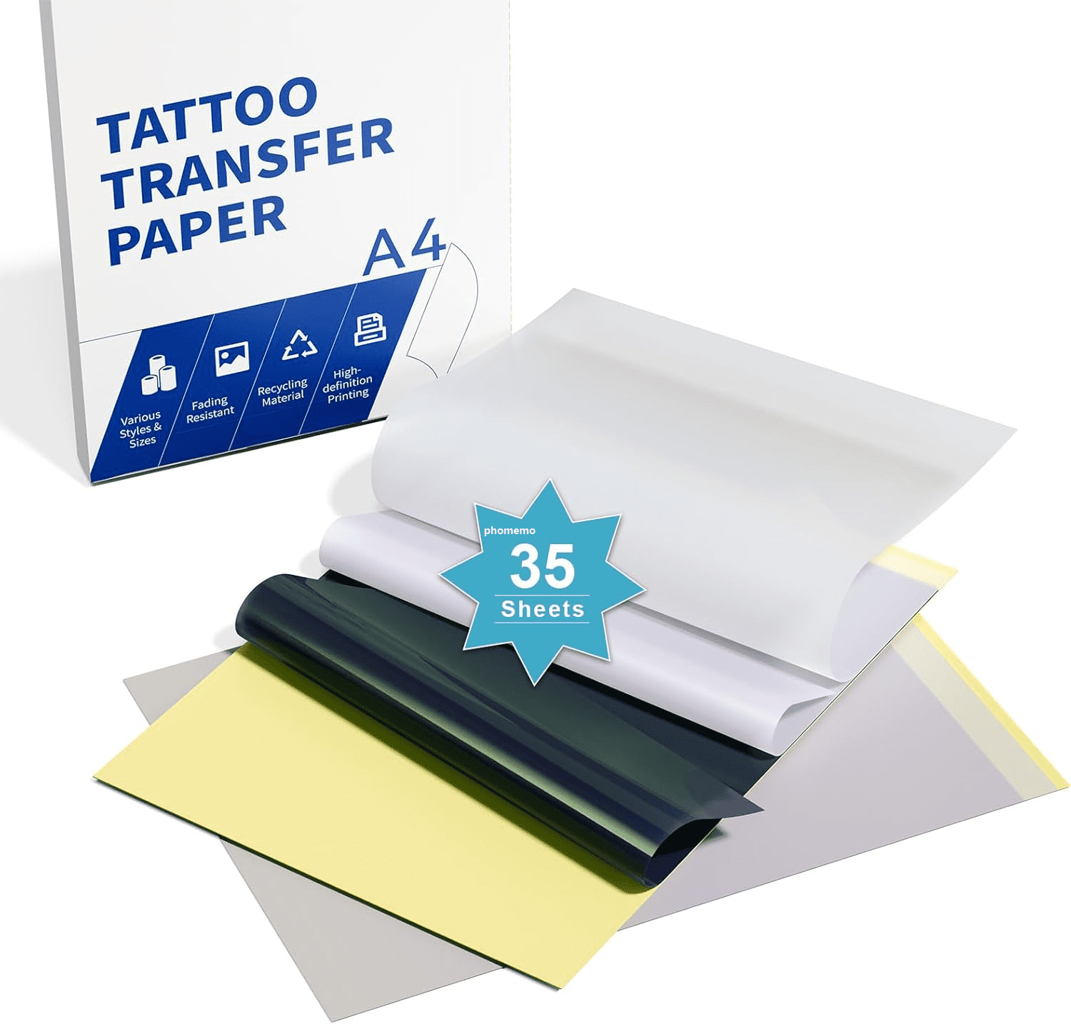 Phomemo Tattoo Transfer Paper, 35 Sheets Stencil Transfer Paper for ...