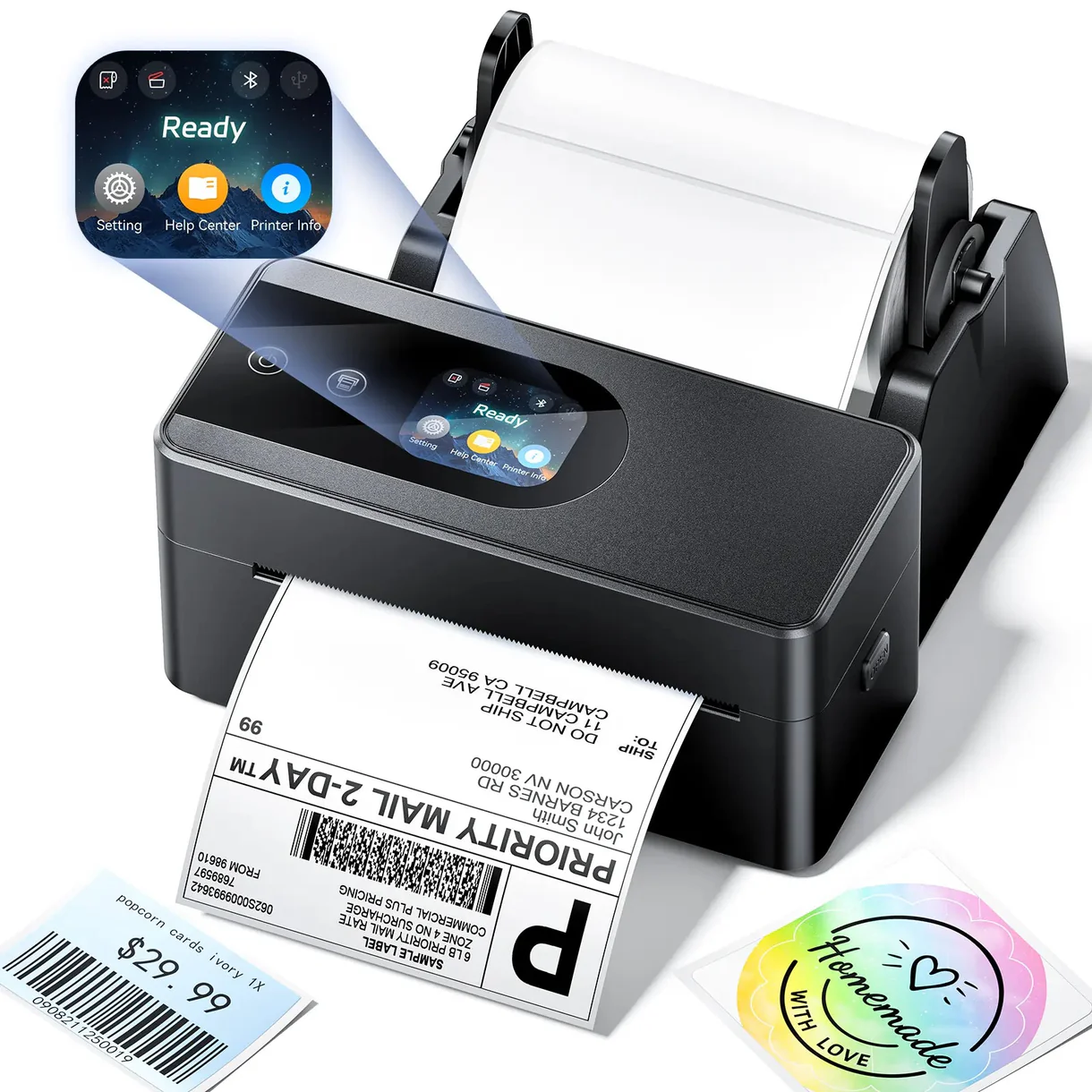 Phomemo Upgraded Touchscreen Thermal Label Printer, PM64D 4x6 Wireless ...