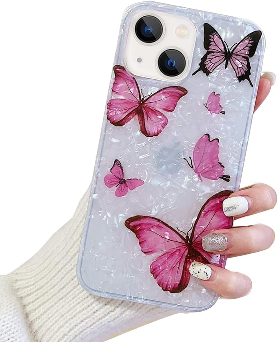 Phone 14 Plus Marble Shell Pattern Case, Cute Slim Soft Silicone Gel ...