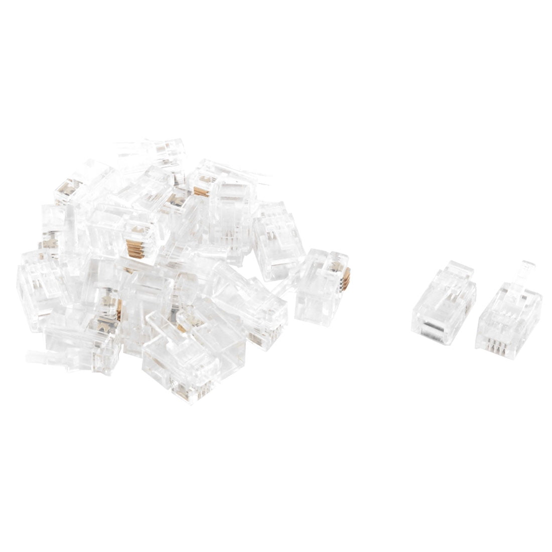 Phone 4P4C RJ9 Telephone Cable End Adapter Connector Plug Clear 22pcs - Walmart.com