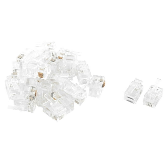 Phone 4P4C RJ9 Telephone Cable End Adapter Connector Plug Clear 22pcs ...