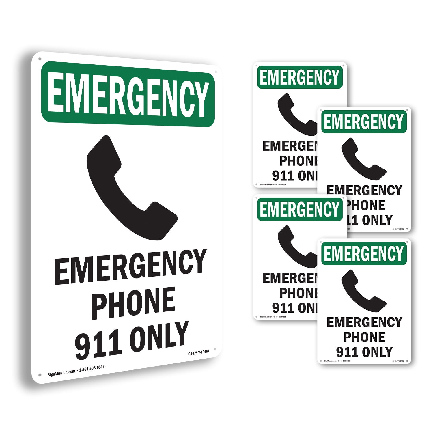 Phone 911 Only With Symbol OSHA Emergency Aluminum Sign 24 Inch x 18 ...