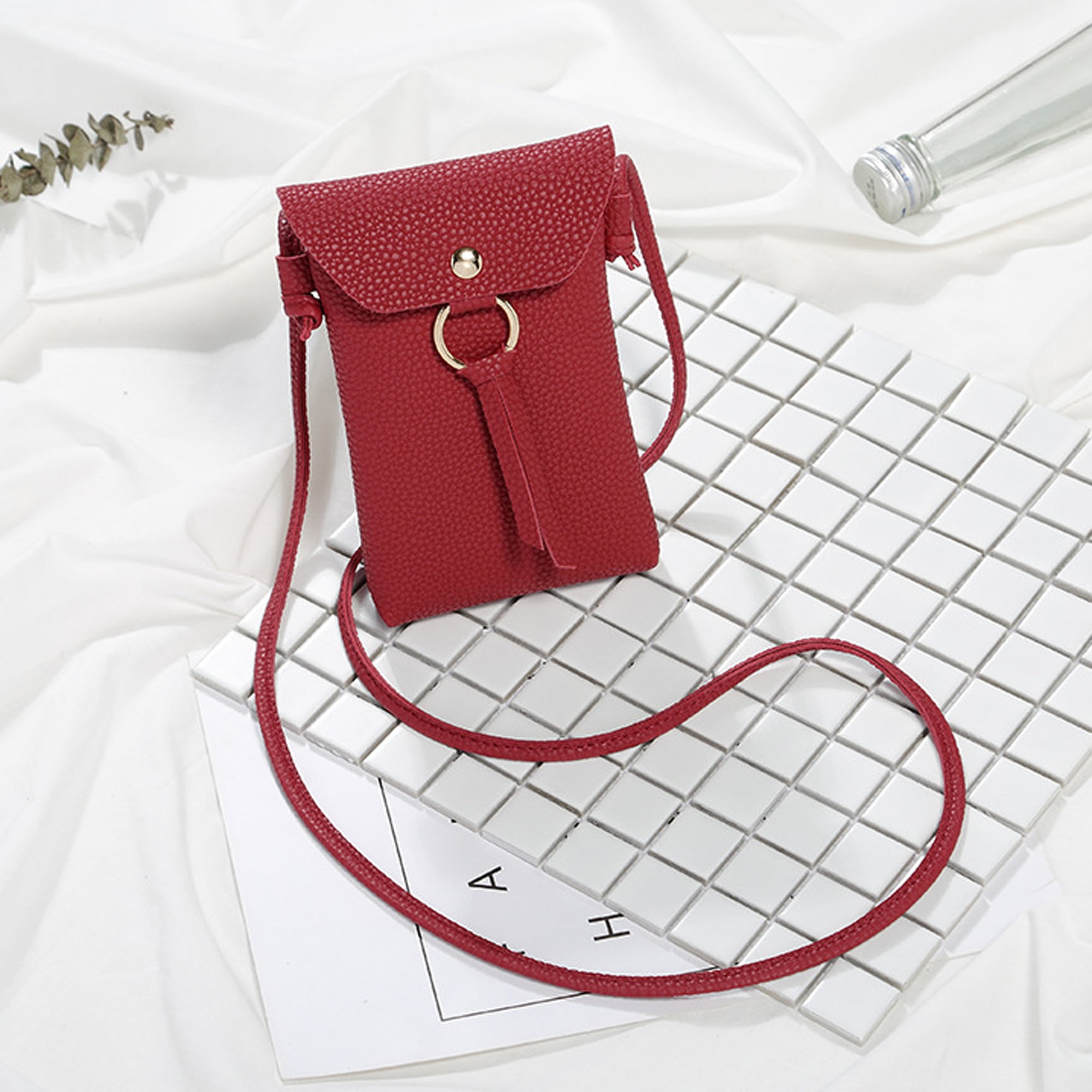 Phone Bag Crossbody Leather Cellphone Shoulder Pouch Bag,Red - Walmart.com