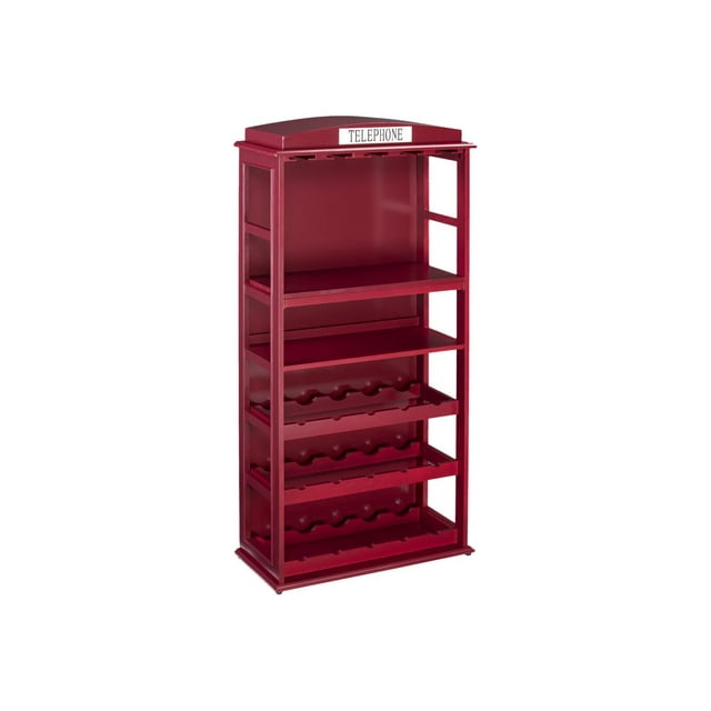 Phone Booth Bar Cabinet w/ Wine Storage - Rich Burgundy Red - Walmart.com