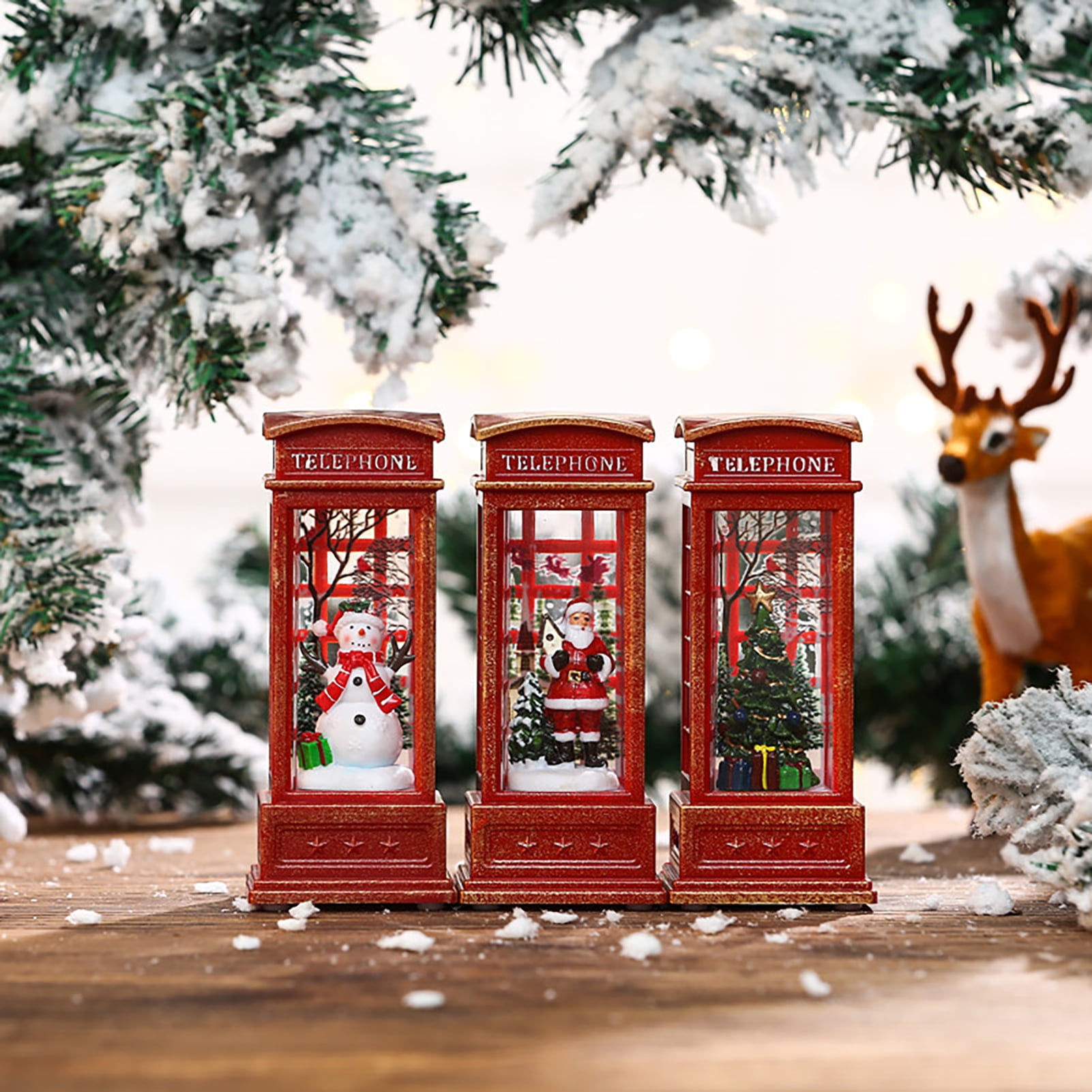 Phone Booth Shape Cartoon Design Santa Claus Light, Christmas Ornament ...
