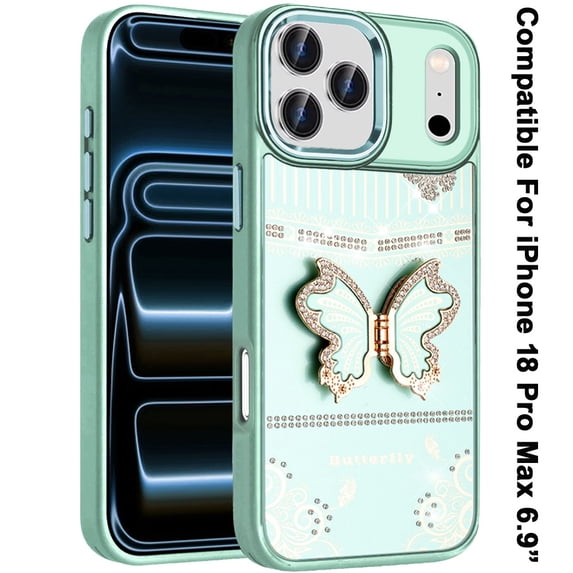 Phone Case for Apple iPhone 18 Pro Max Glitter Bling Butterfly Stand ...