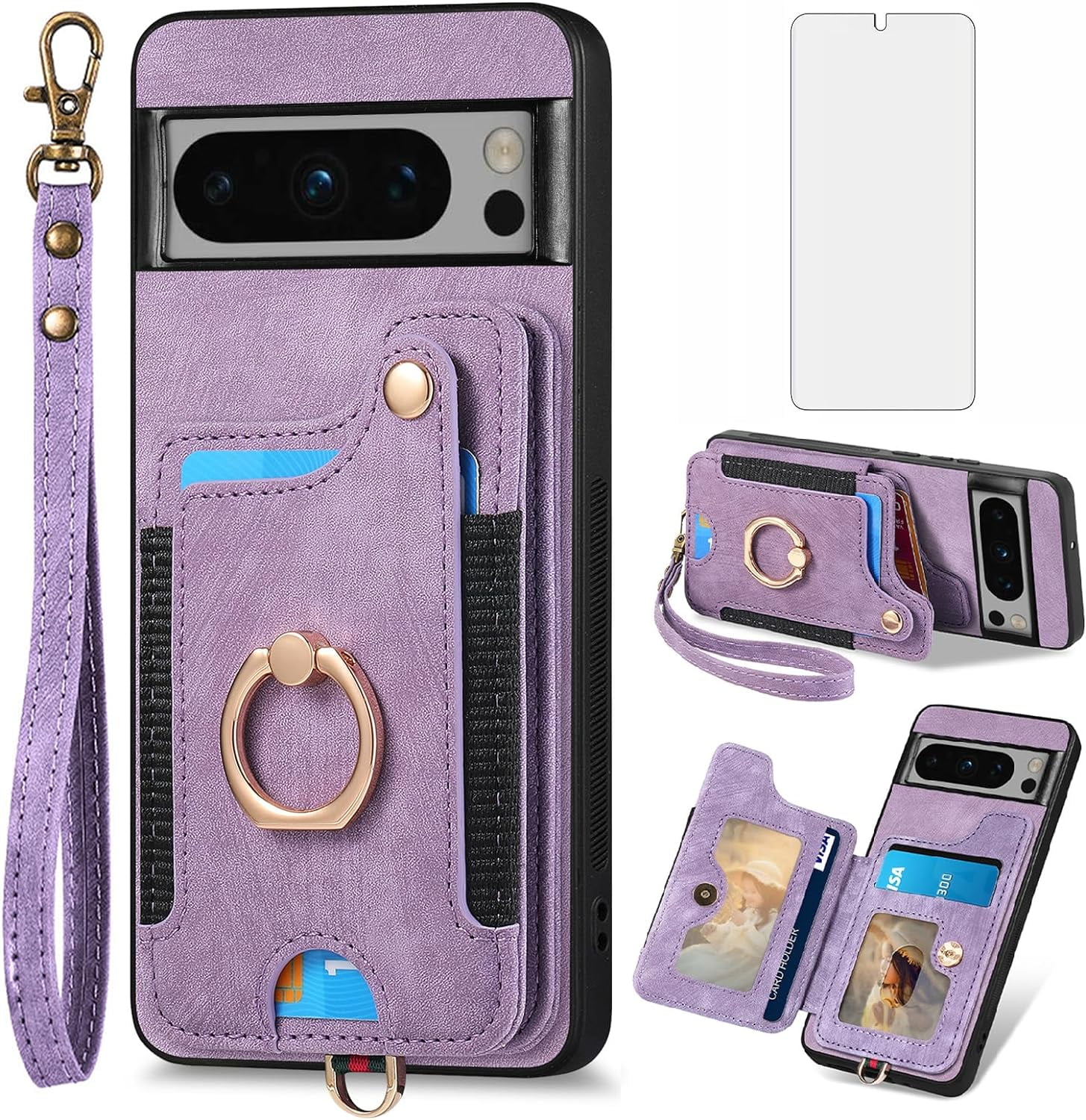 Phone Case for Google Pixel 8 Pro 5G Wallet Cover with Screen Protector ...