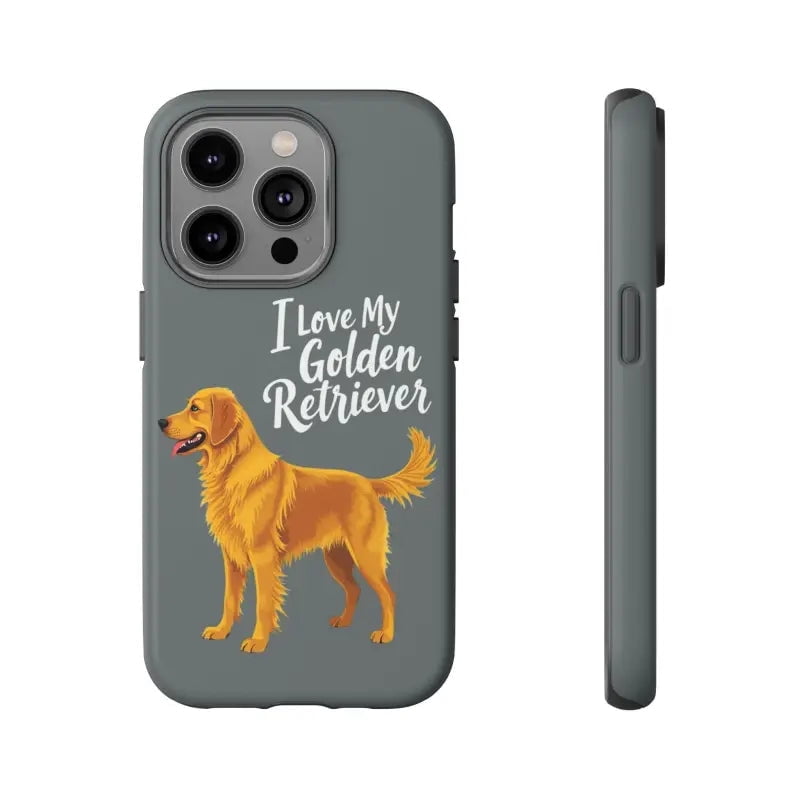Gray Phone Case Featuring Golden Retriever Design for iPhone 16 Pro ...