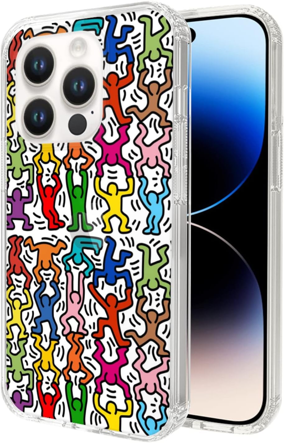 Phone Case Keith Haring Stick Figure Acrobats Case Clear Compatible ...