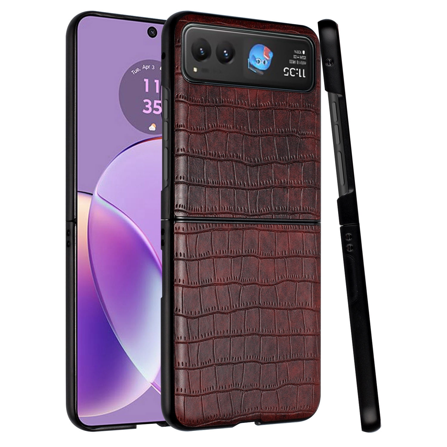 Phone Case for Motorola Razr 2023 Slim Thin PU Vegan Leather Flip Snap ...