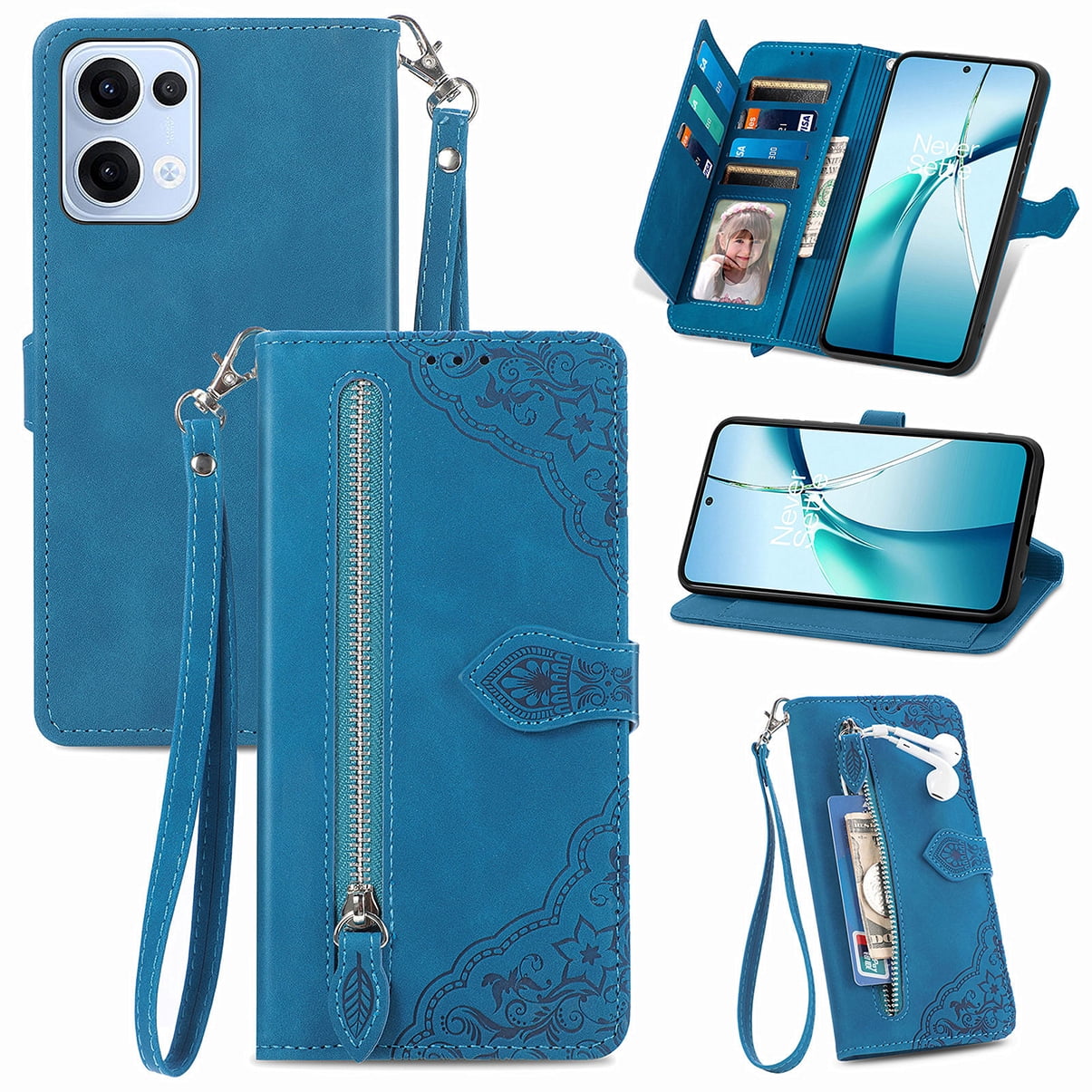 Phone Case for OPPO Reno 13, Shockproof PU Leather Wallet Case with ...