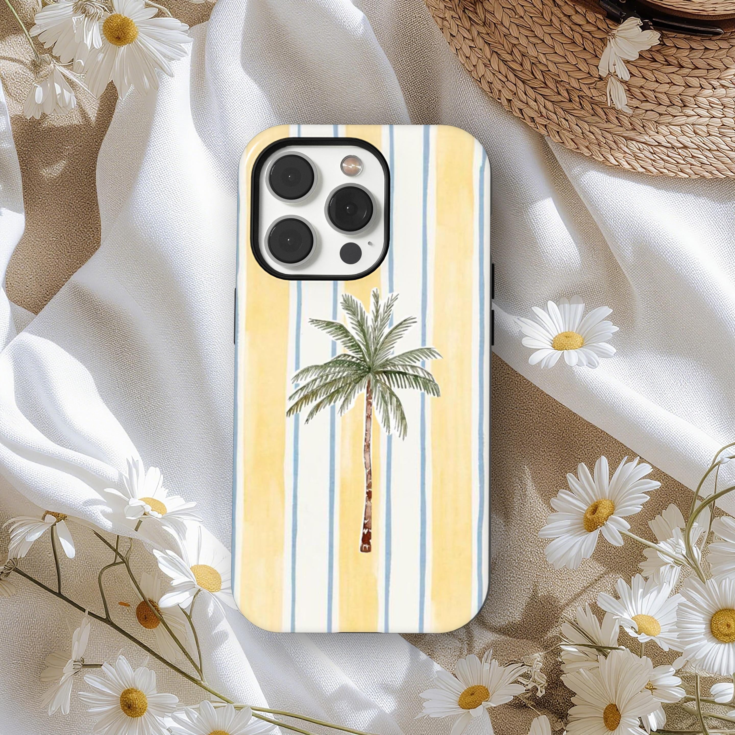 Phone Case: Palm Tree Coastal Stripe With A Tropical Beach Summer ...