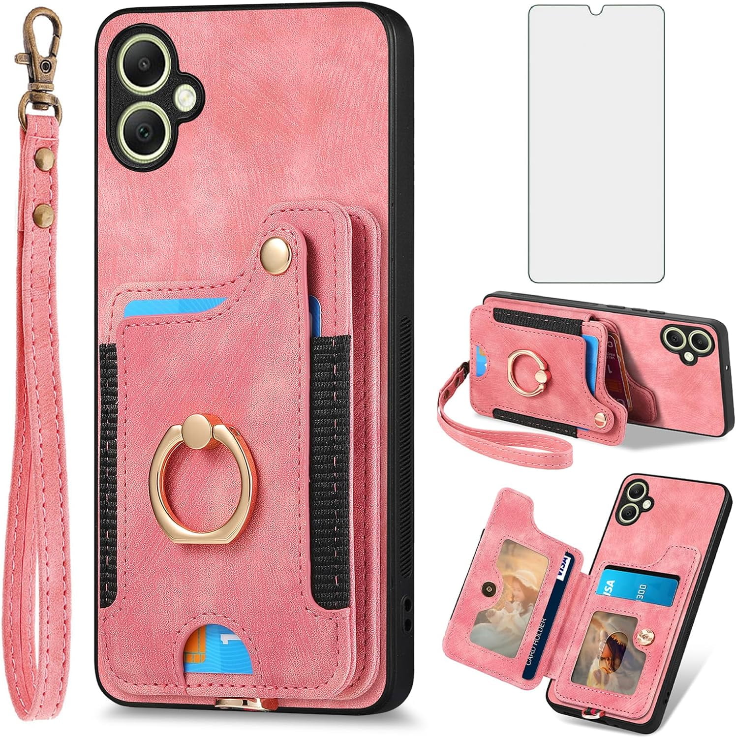 Phone Case for Samsung Galaxy A05 Wallet Cover with Tempered Glass ...