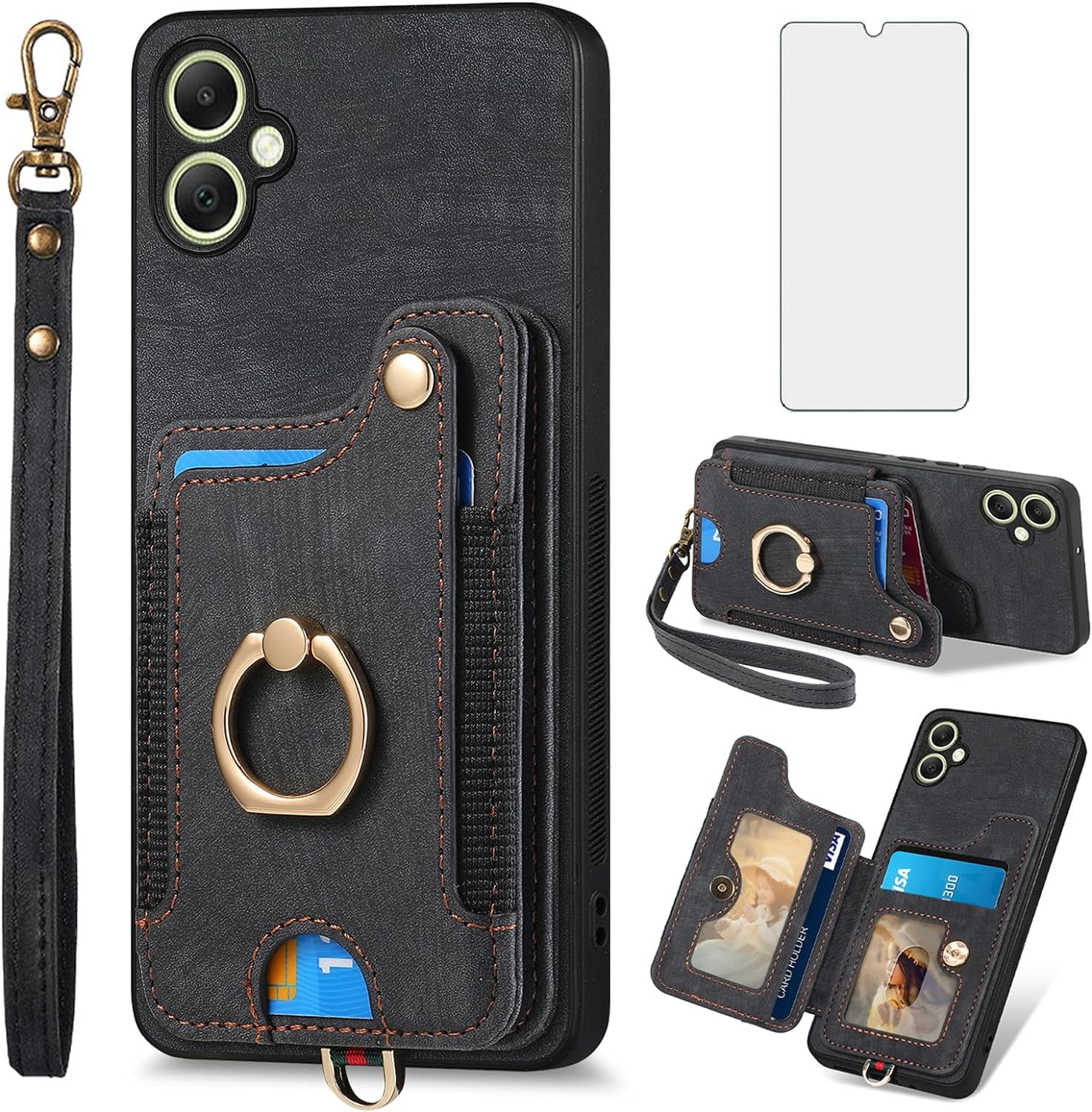 Phone Case for Samsung Galaxy A05 Wallet Cover with Tempered Glass ...