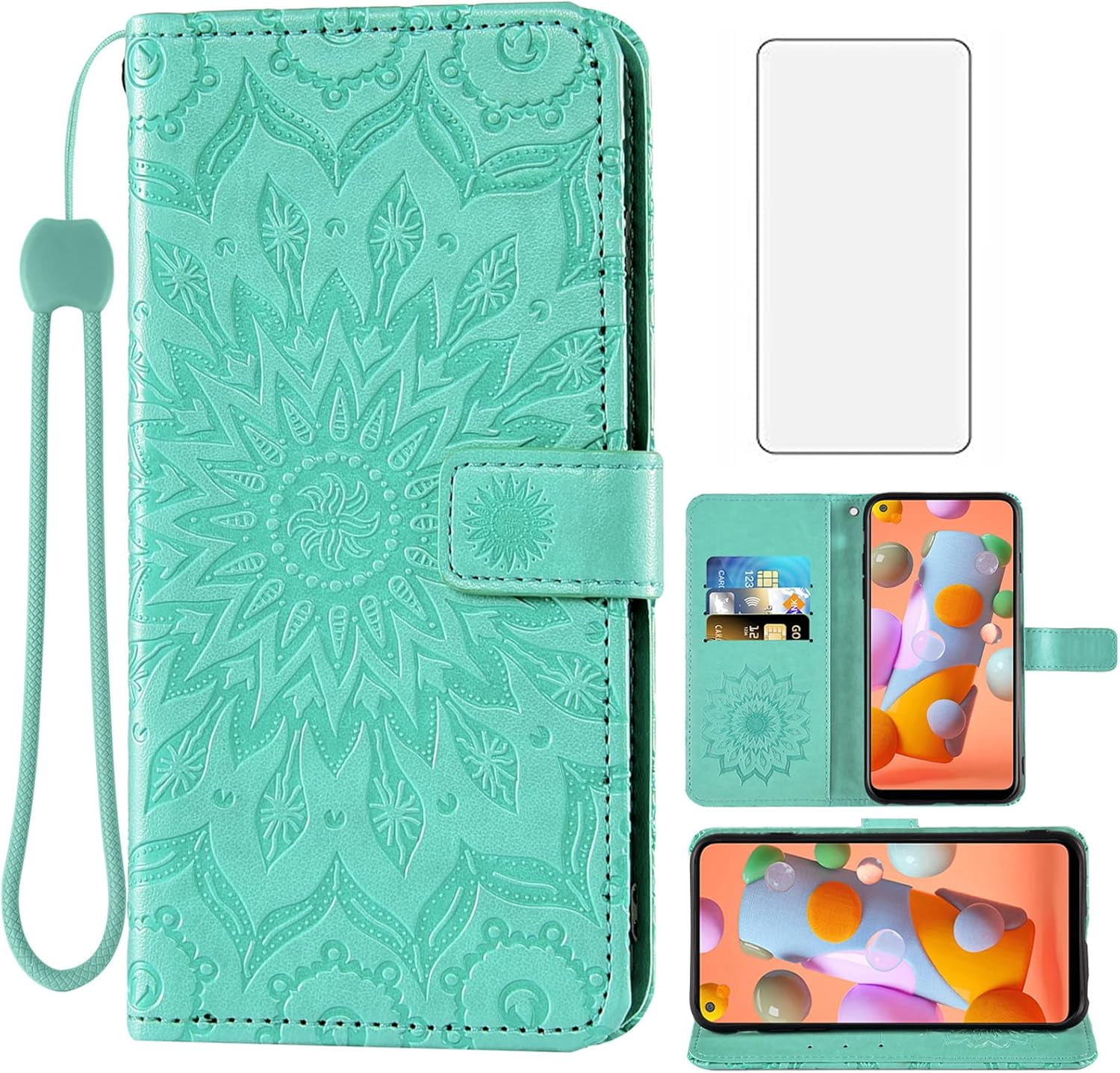 Phone Case for Samsung Galaxy A11 Wallet Cases with Tempered Glass ...