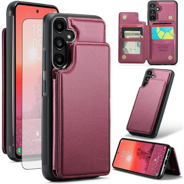 Phone Case for Samsung Galaxy A35 5G Wallet Cover with Tempered Glass ...