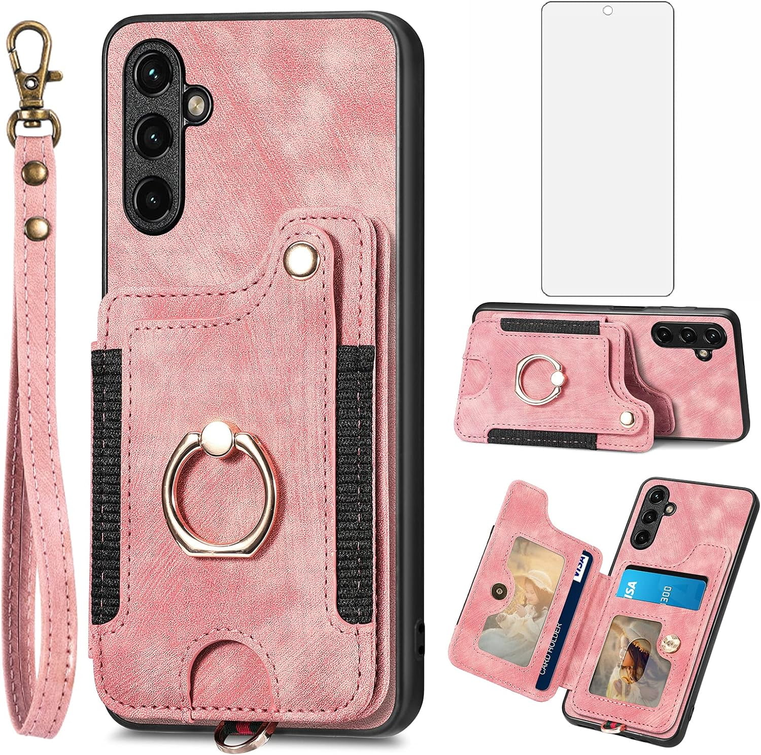 Phone Case for Samsung Galaxy A54 5G Wallet Cover with Tempered Glass ...