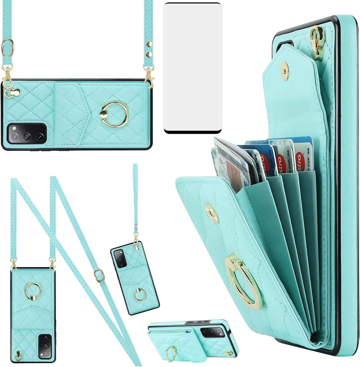 Phone Case for Samsung Galaxy S20 FE 5G 6.5 inch Wallet Cover with Screen Protector and Ring ...