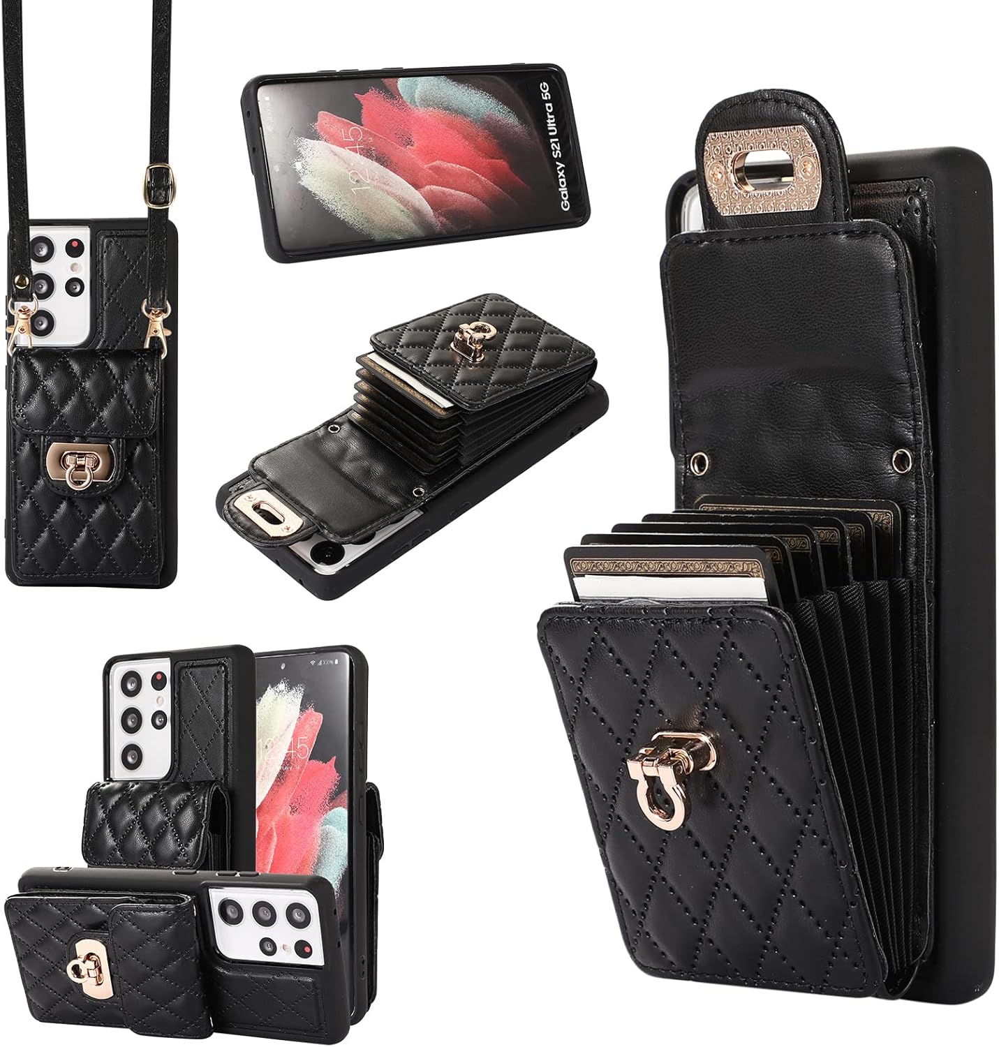 Phone Case for Samsung Galaxy S21 Ultra 5G Wallet Cover with Credit ...