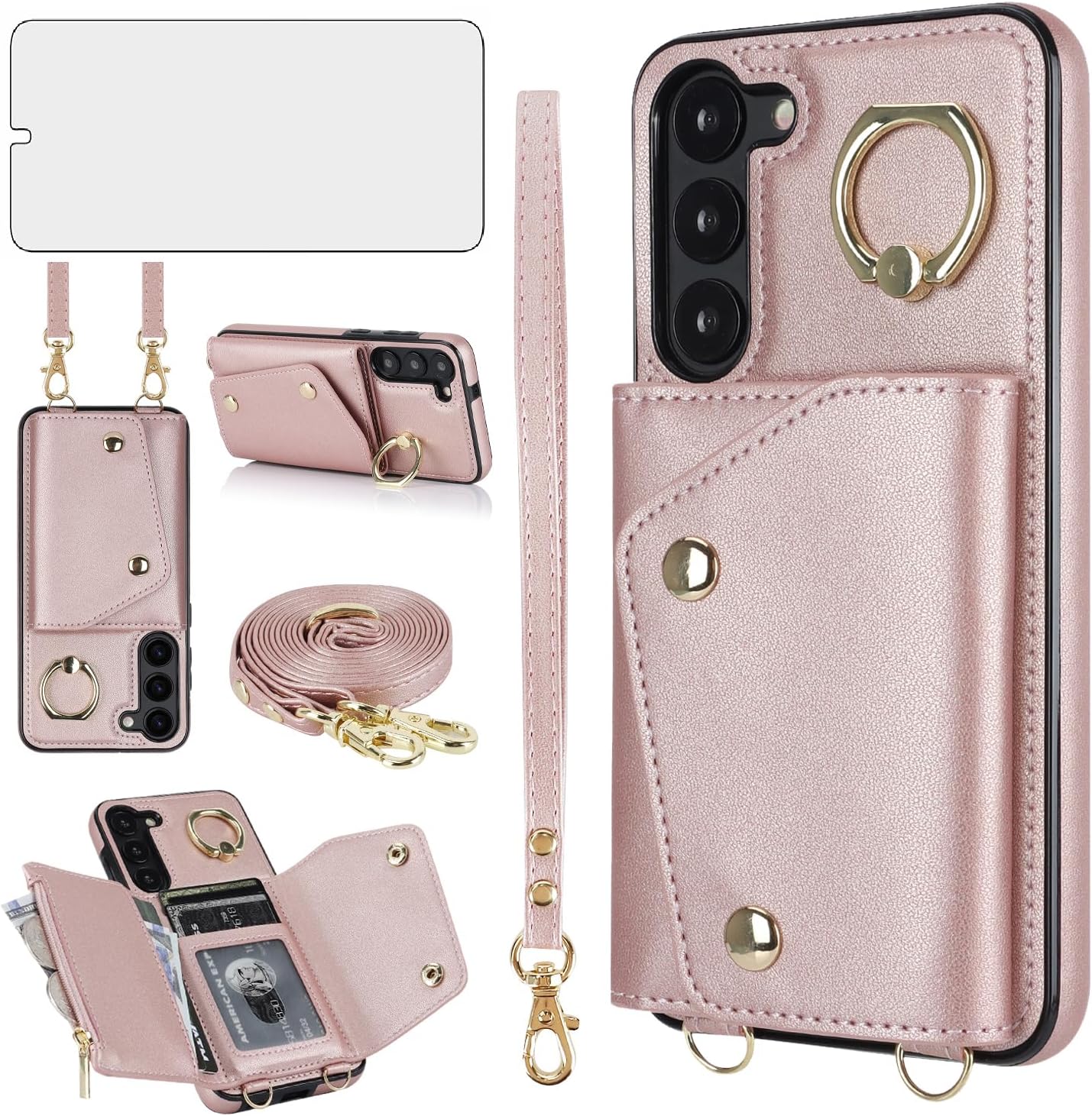 Phone Case for Samsung Galaxy S23 5G Wallet Cover with Screen Protector ...