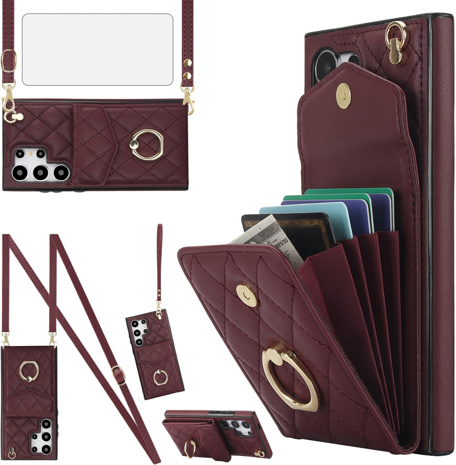 Phone Case for Samsung Galaxy S24 Ultra 5G Wallet Cover with Tempered ...