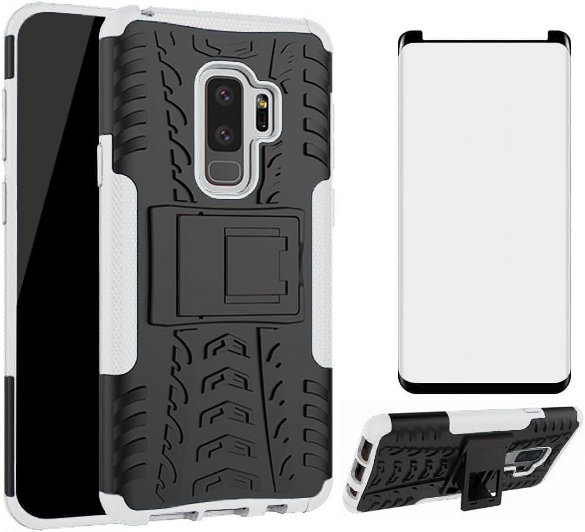 Phone Case for Samsung Galaxy S9 Plus with Tempered Glass Screen Protector and Slim Stand Hybrid ...