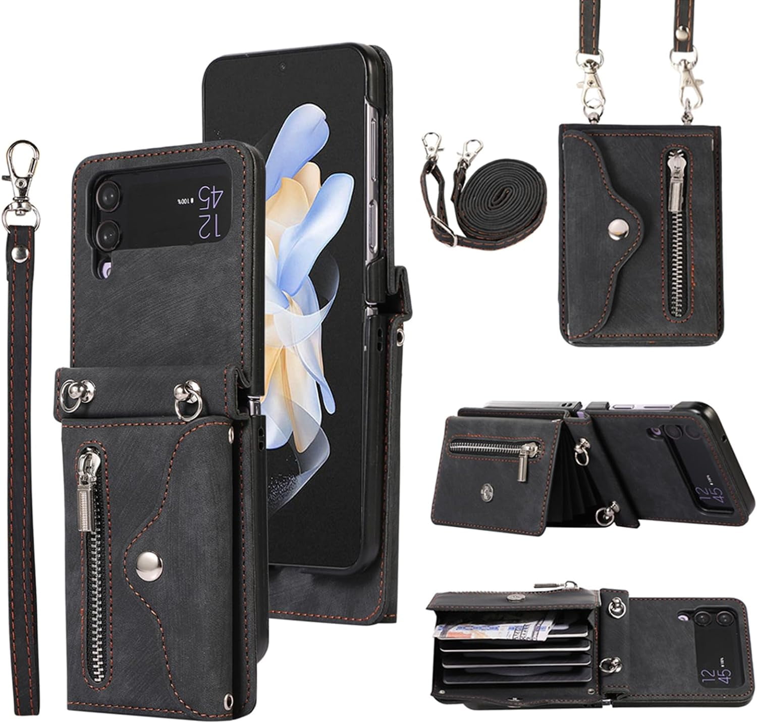 Phone Case for Samsung Galaxy Z Flip 3 5G 2021 Wallet Cover with Wrist ...