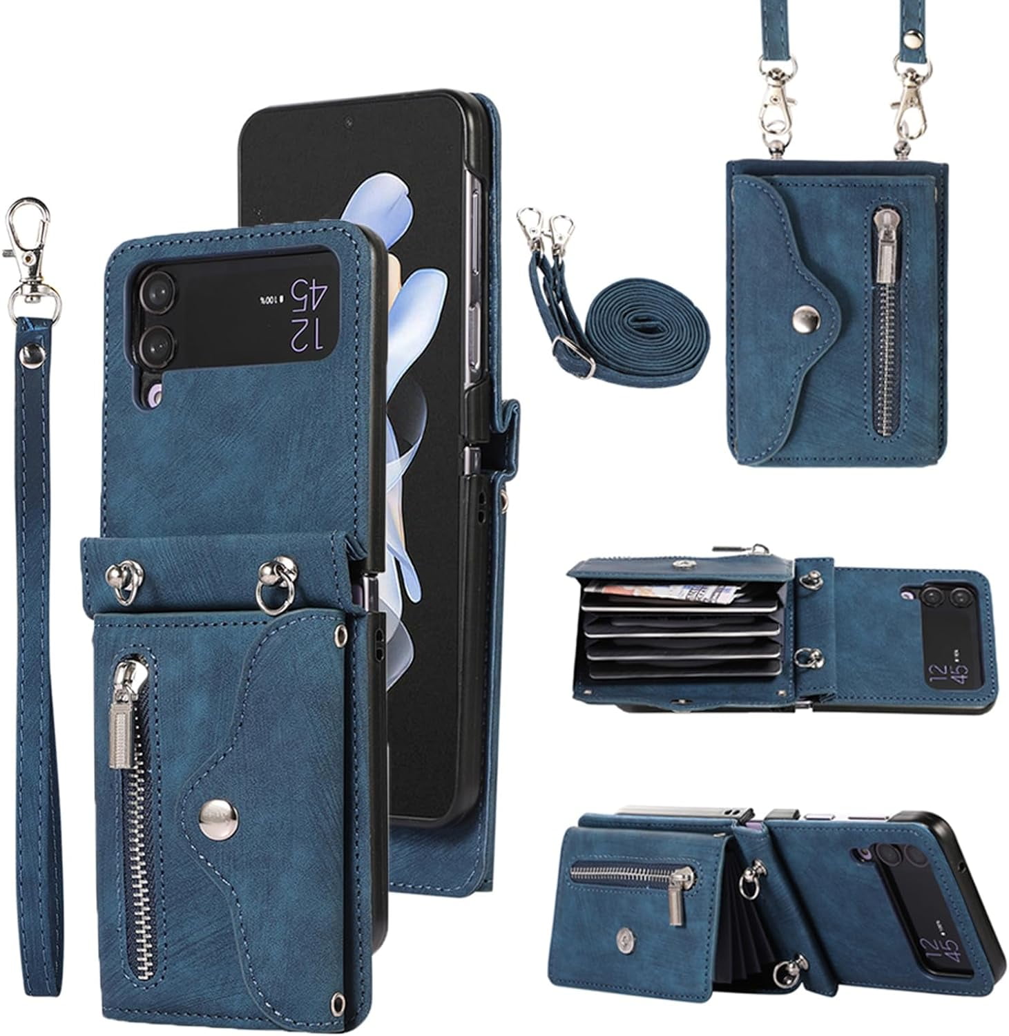 Phone Case for Samsung Galaxy Z Flip 3 5G 2021 Wallet Cover with Wrist ...